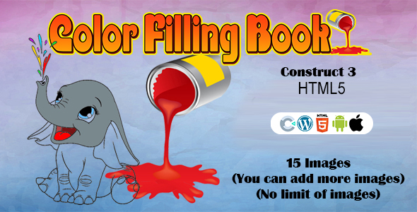 Color Filling Book App for Kids (Construct 3 | C3P | HTML5) Painting App by CGFX-Studio